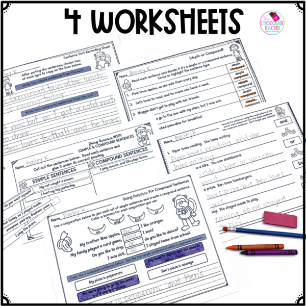 Simple and Compound Sentences 1st Grade Grammar - Writing Craft | Made ...