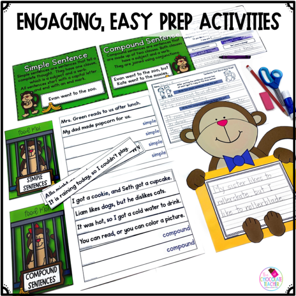 Simple and Compound Sentences 1st Grade Grammar - Writing Craft | Made ...