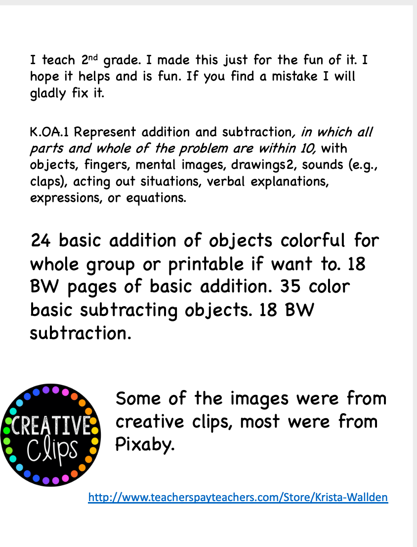 K.OA.1 Addition and Subtraction Within 10 | Made By Teachers