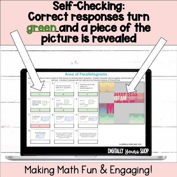 Area of Parallelograms Digital Self-Checking Activity | Made By Teachers