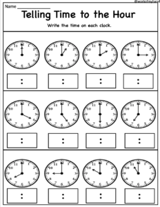 1.MD.3 Telling Time to the Hour | Made By Teachers