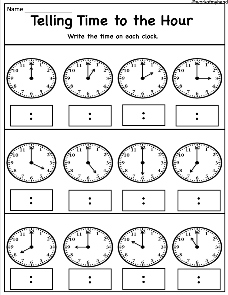 1.MD.3 Telling Time to the Hour | Made By Teachers