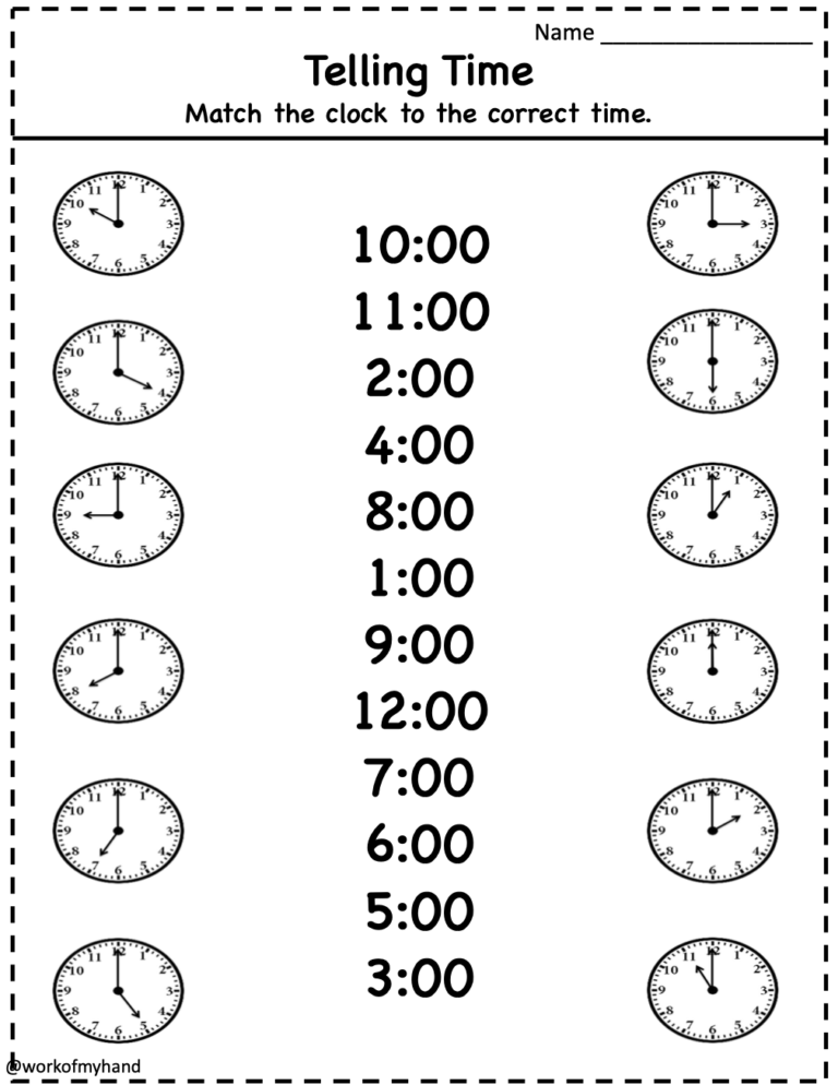 1.MD.3 Telling Time to the Hour | Made By Teachers