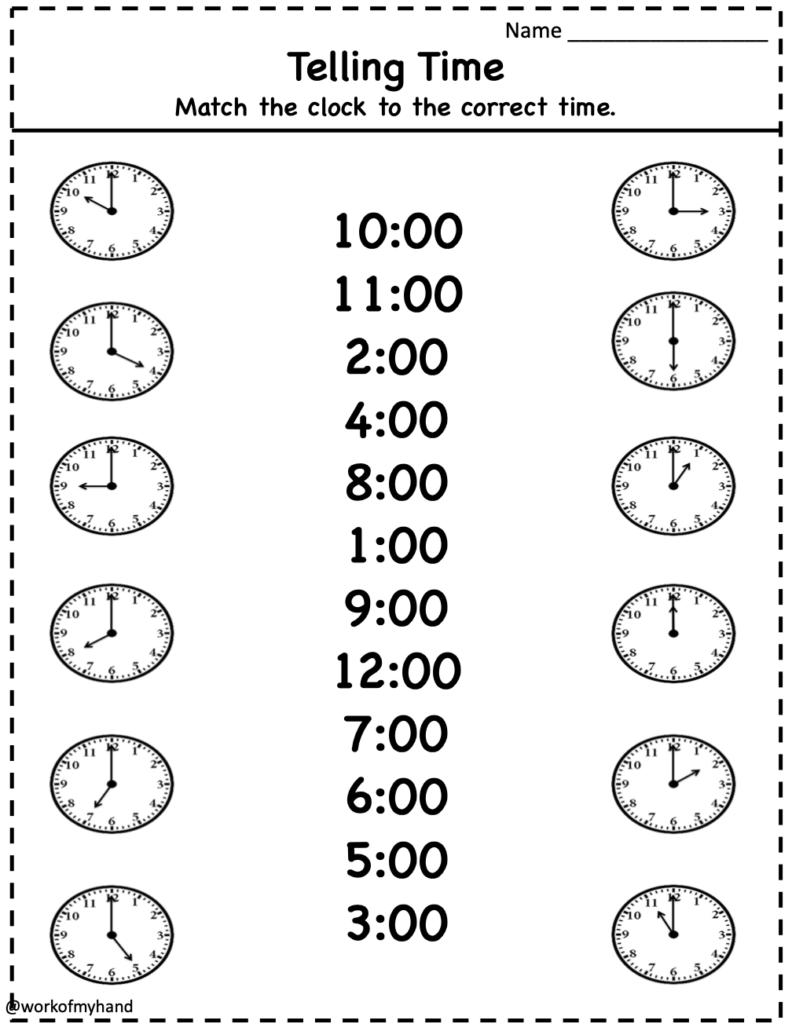 1.MD.3 Telling Time to the Hour | Made By Teachers