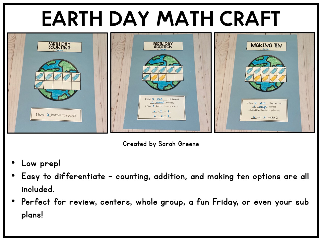 Earth Day Math Craft for Counting, Addition, or Making Ten | Made By ...