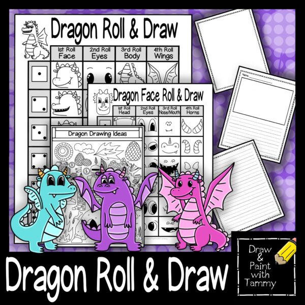 Roll a dragon roll and draw a dragon face art game activity art sub ...