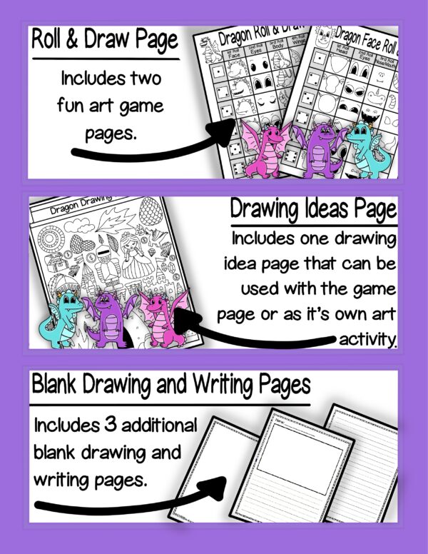 Roll a dragon roll and draw a dragon face art game activity art sub ...