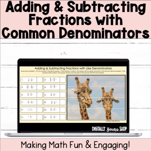 Adding & Subtracting Fractions Like Denominators Self-Checking Digital ...