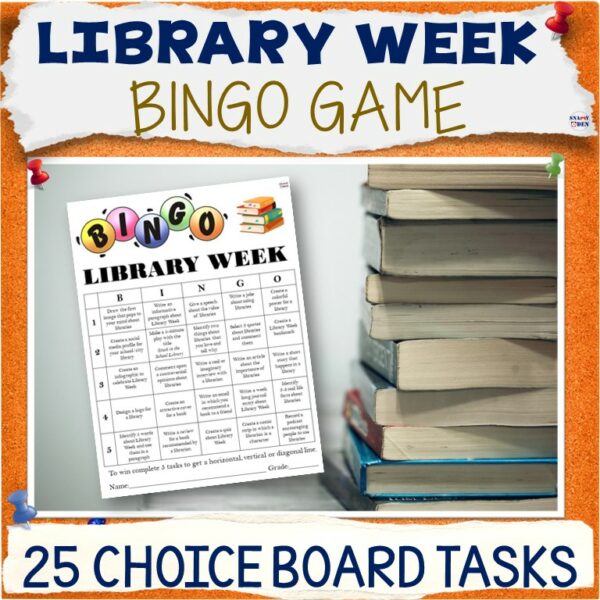 National Library Week Activities Bingo Game - NO PREP Choice Board Fun ...