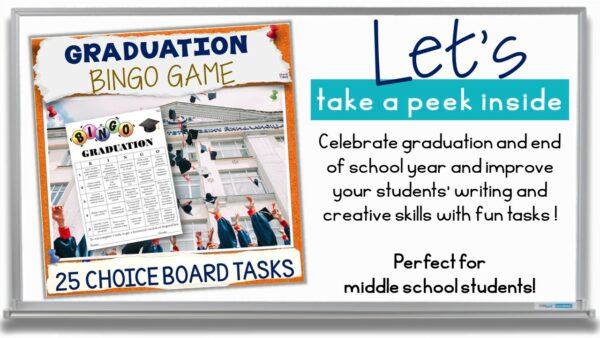 Graduation Activities Bingo Game - End of School Year NO PREP Choice ...