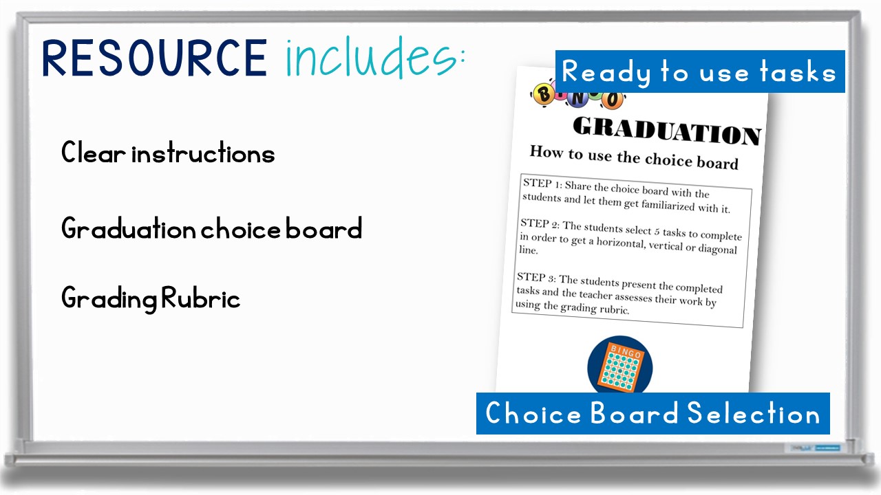 Graduation Activities Bingo Game - End of School Year NO PREP Choice ...