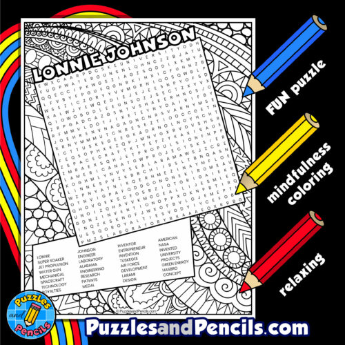 Lonnie Johnson Word Search Puzzle with Coloring | Famous Inventors ...