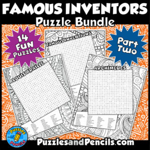 Famous Inventors Word Search Puzzle Activity Page BUNDLE (part 2) | 14 ...