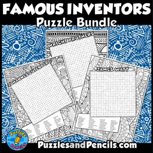 Famous Inventors Word Search Puzzle Activity Page BUNDLE (part 2) | 14 ...