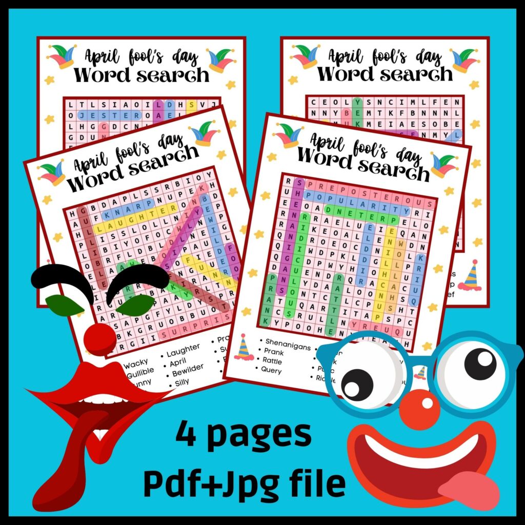 April Fool's Day Word Search Puzzle For Kids | April Fool's Day Game ...