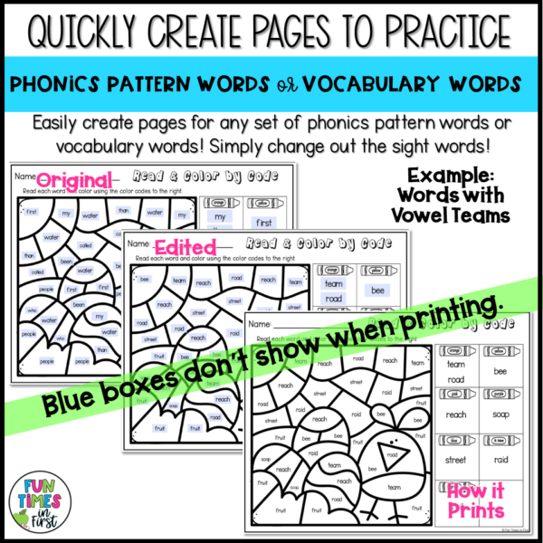 Easter Color By Sight Word Coloring Pages - FREE Editable Sight Word ...