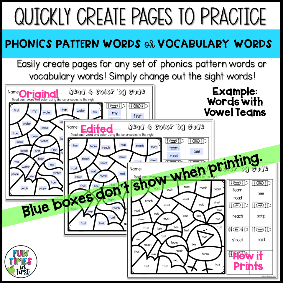 Easter Color By Sight Word Coloring Pages - FREE Editable Sight Word ...