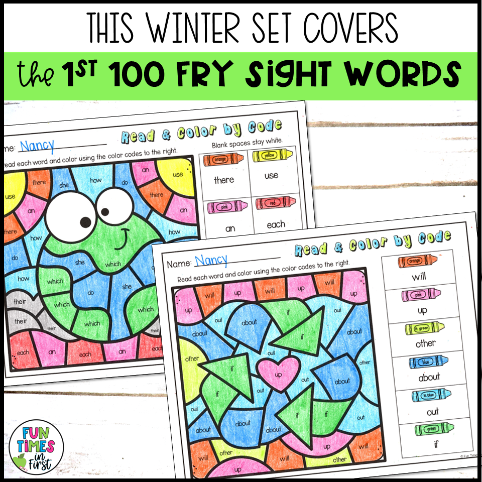 Earth Day Color By Sight Word Coloring Pages - Editable Sight Word ...