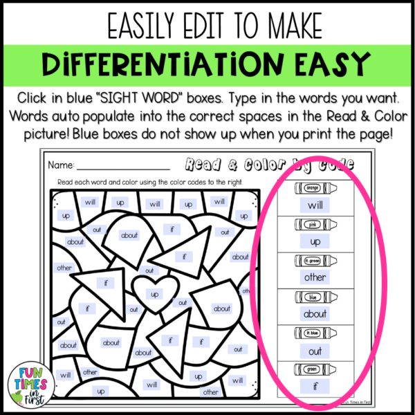 Earth Day Color By Sight Word Coloring Pages - Editable Sight Word ...