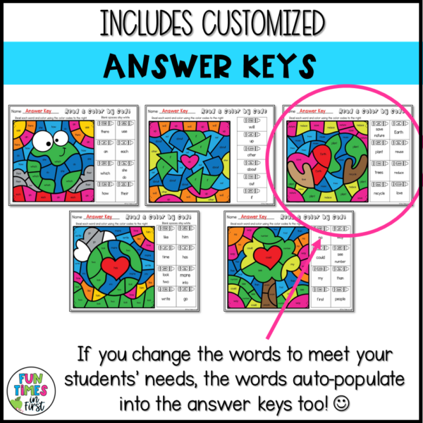 Earth Day Color By Sight Word Coloring Pages - Editable Sight Word ...