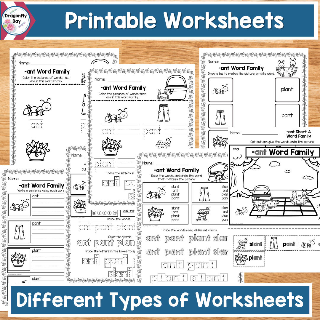 ant Short A Word Family Phonics Blending Printable Resources | Made By ...