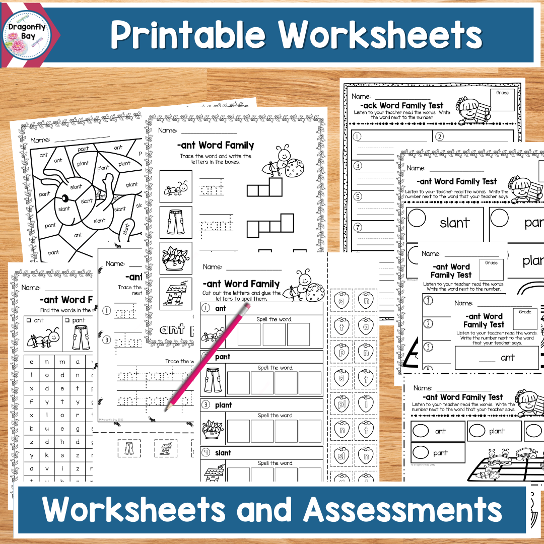 ant Short A Word Family Phonics Blending Printable Resources | Made By ...