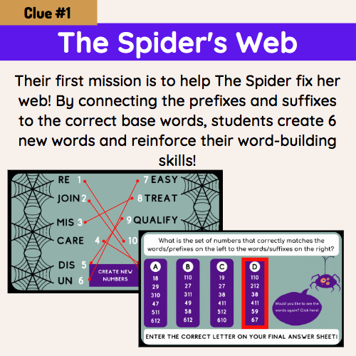 Prefix and Suffix Word Games & Activities - Halloween Escape Room ...
