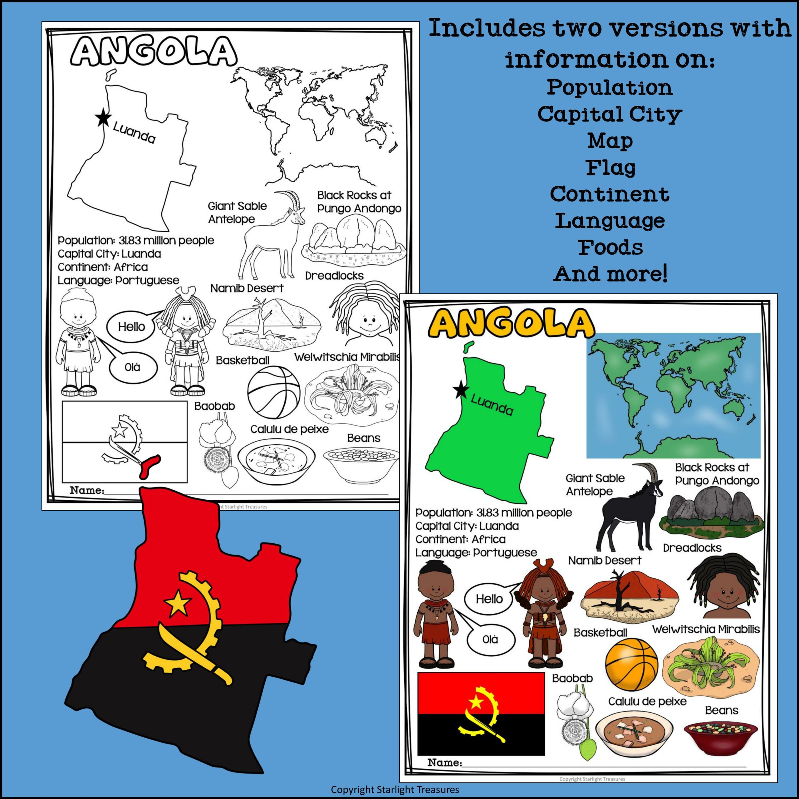 Angola Fact Sheet for Early Readers | Made By Teachers