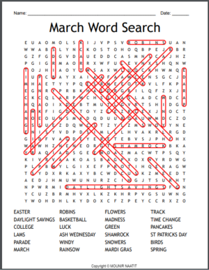 March Word Search | Made By Teachers