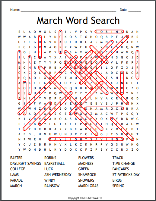 March Word Search | Made By Teachers
