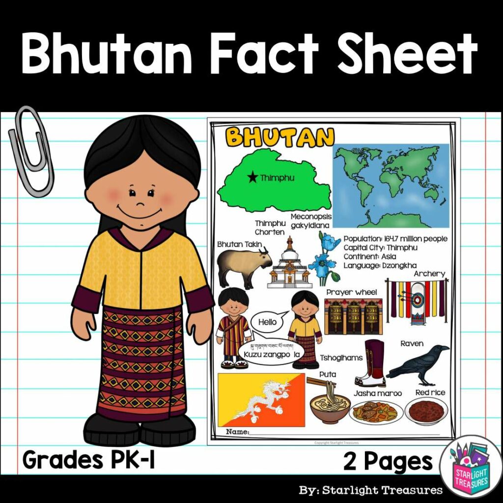 Bhutan Fact Sheet for Early Readers | Made By Teachers