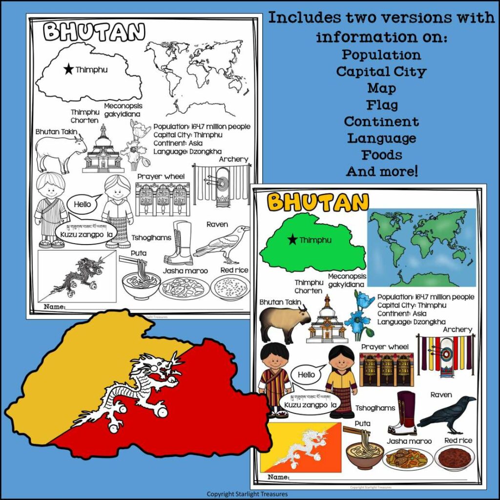 Bhutan Fact Sheet for Early Readers | Made By Teachers