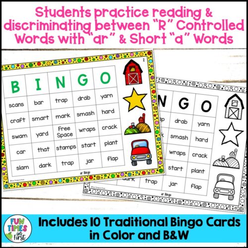 R Controlled Vowels Bingo Games "AR" - No Prep Phonics Games - Phonics ...