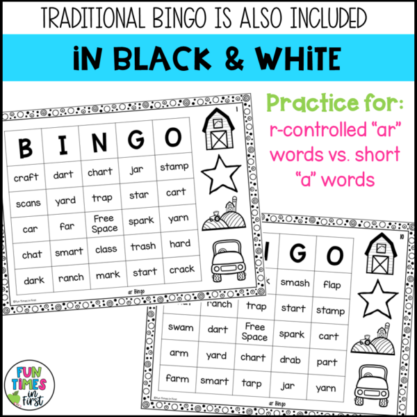 R Controlled Vowels Bingo Games "AR" - No Prep Phonics Games - Phonics ...