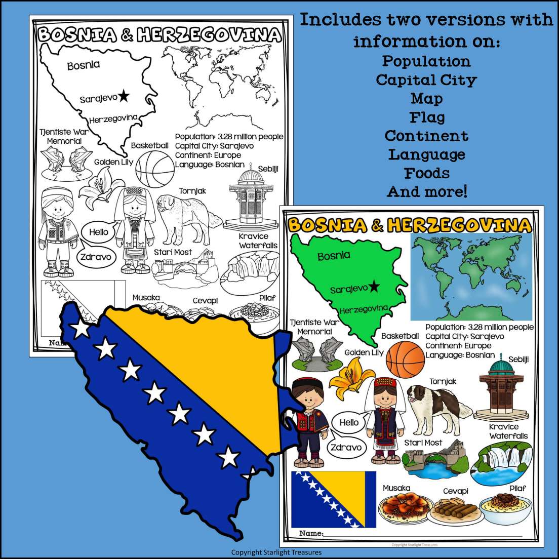 Bosnia and Herzegovina Fact Sheet for Early Readers | Made By Teachers