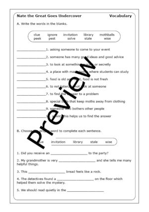 "Nate the Great Goes Undercover" worksheets | Made By Teachers
