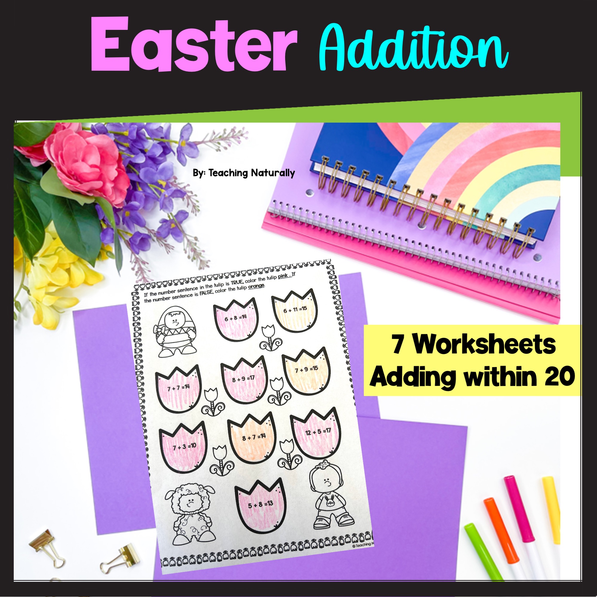 Easter Addition & Subtraction within 20 Practice Worksheets | Made By ...