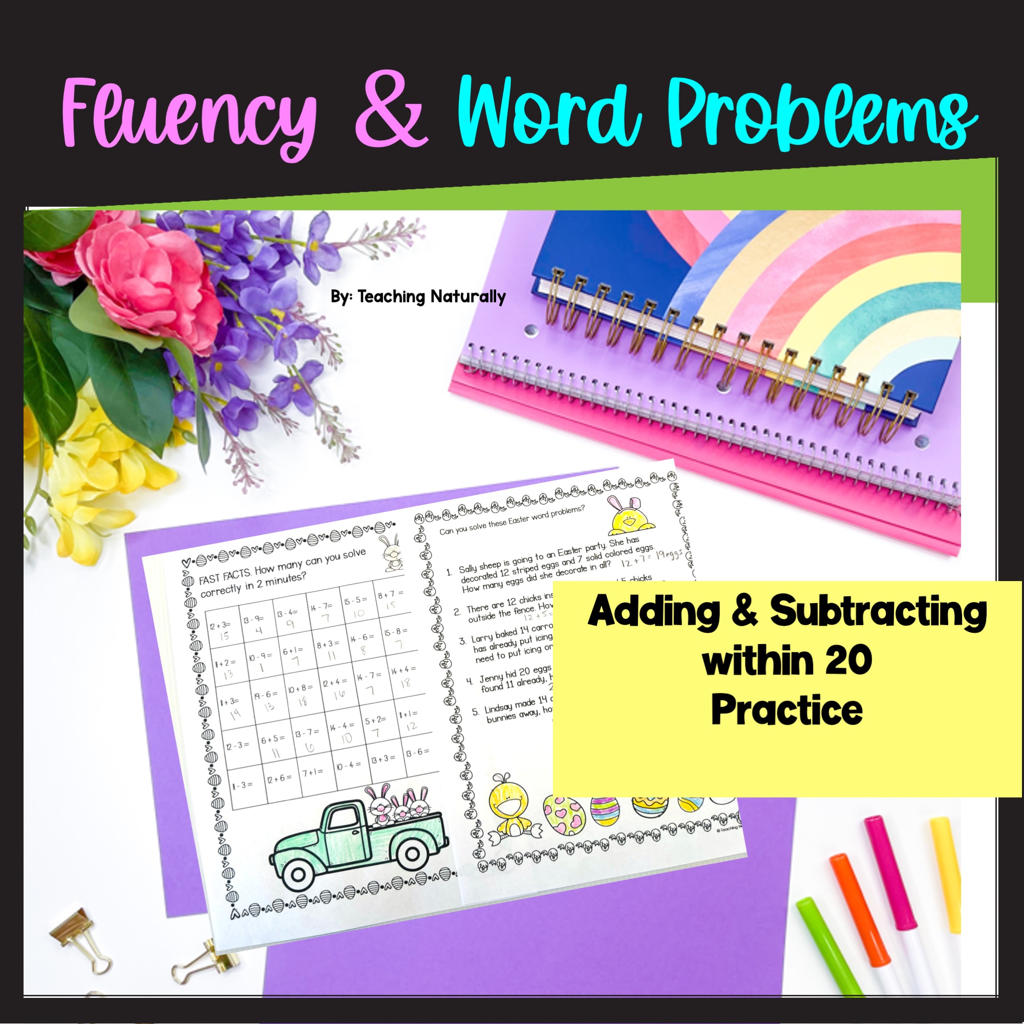 Easter Addition & Subtraction within 20 Practice Worksheets | Made By ...