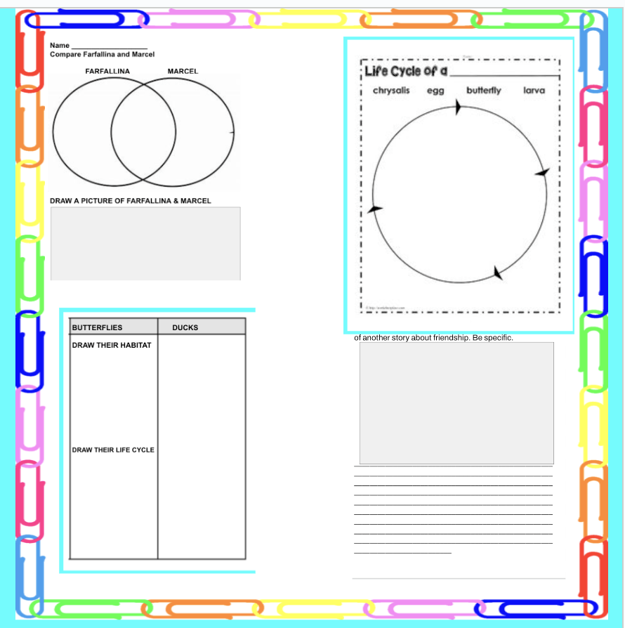 Farfallina & Marcel By Holly Keller - Reading & Extension Activities ...