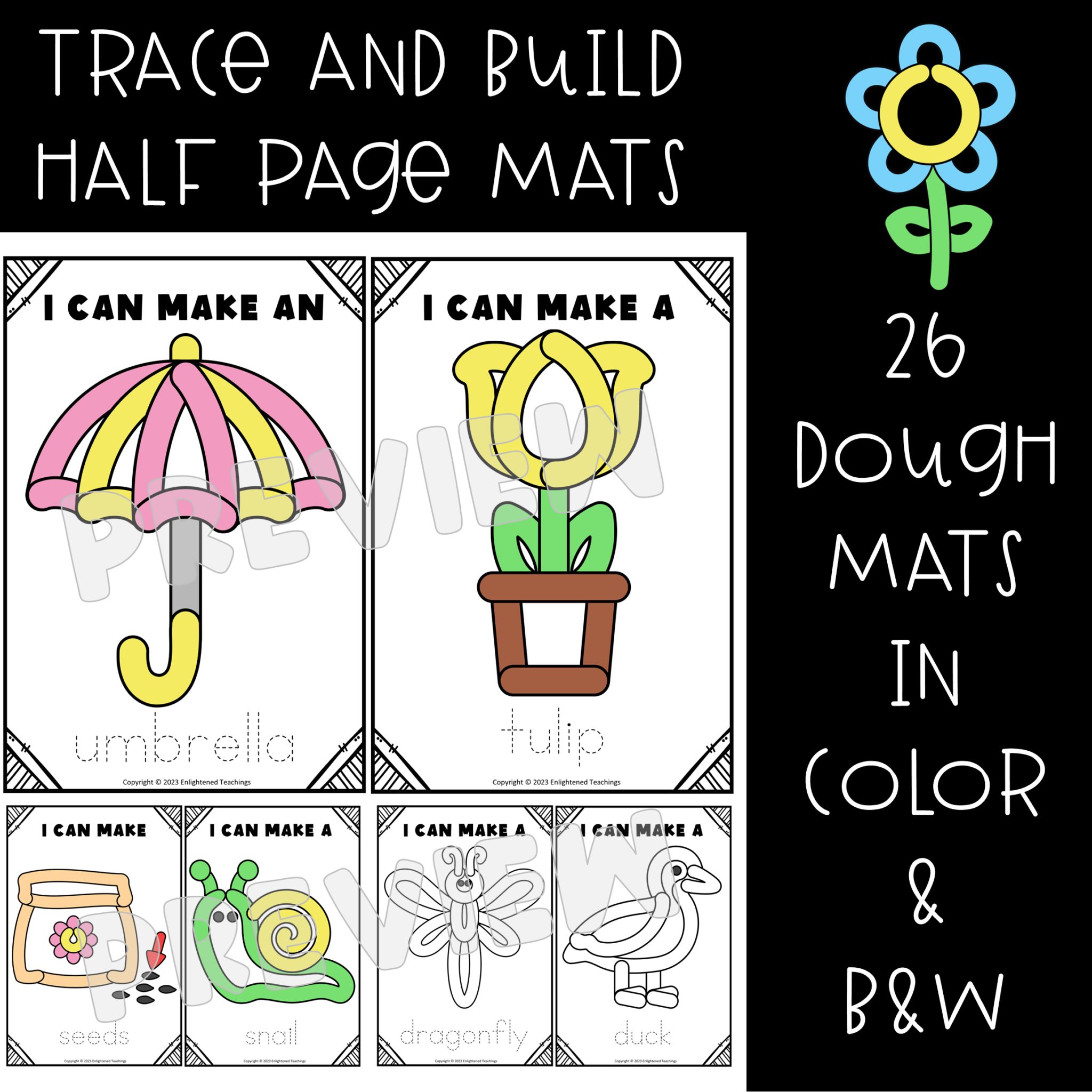 Spring Play Dough Mats Fine Motor Skills Spring Playdough Mats Spring ...