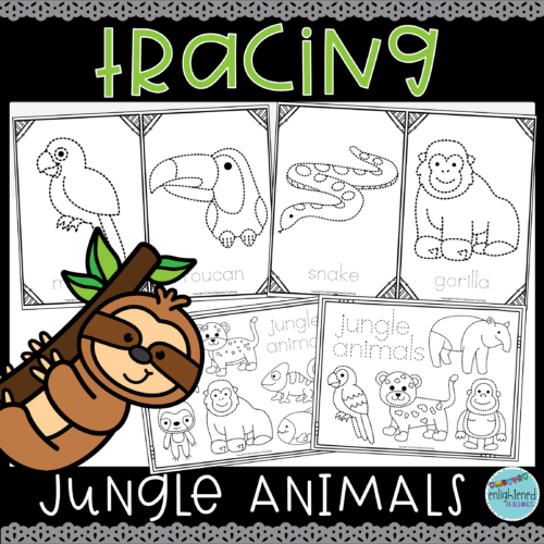 Jungle Animals Tracing Worksheets Fine Motor Activity Jungle Tracing ...