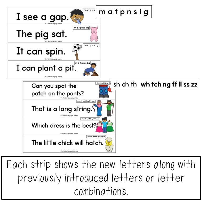 Short Vowel Sentence Strips Newcomer Phonics | Made By Teachers