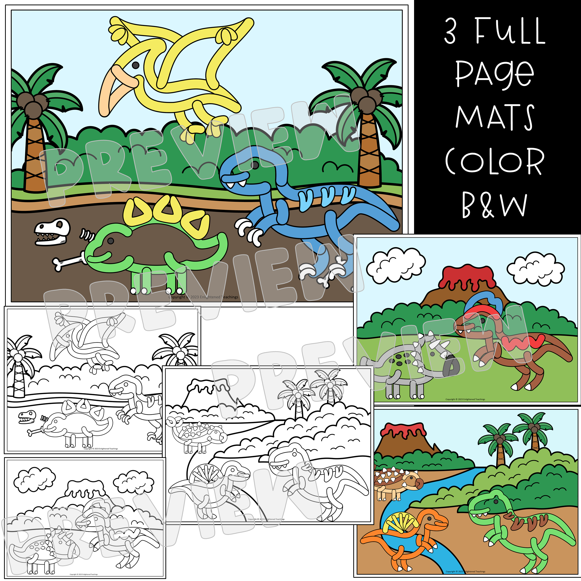 Dinosaur Animals Play Dough Mats Fine Motor Skills, Dinosaur Playdough ...