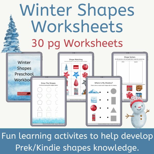 Winter Themed Shapes Worksheets for PreK-Kindie Morning Work No-Prep ...