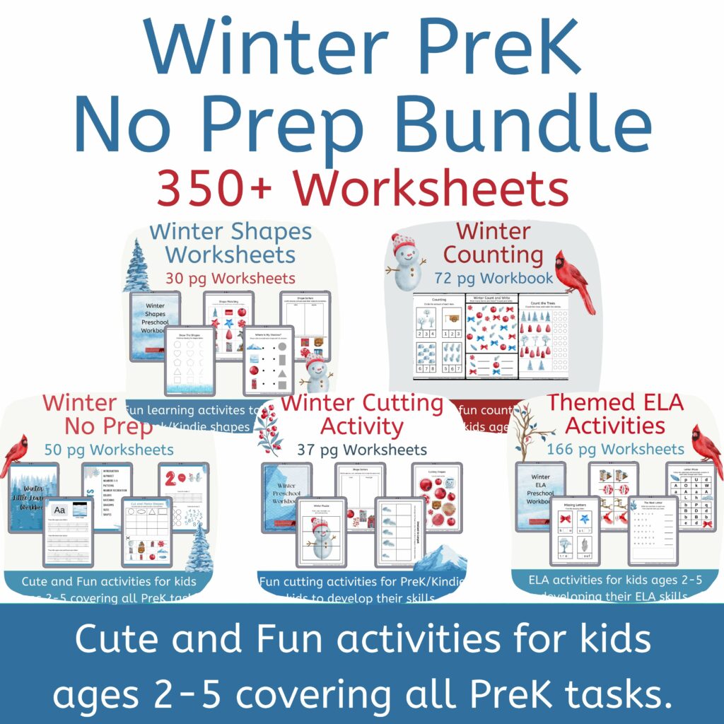 Winter PreK/Kindie No-Prep Morning Work 350+ pgs w/ Counting, Shapes ...