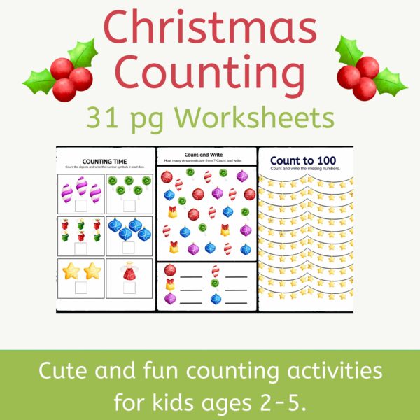 Christmas PreK Counting Worksheets with Trees, Ornaments, and Angels ...