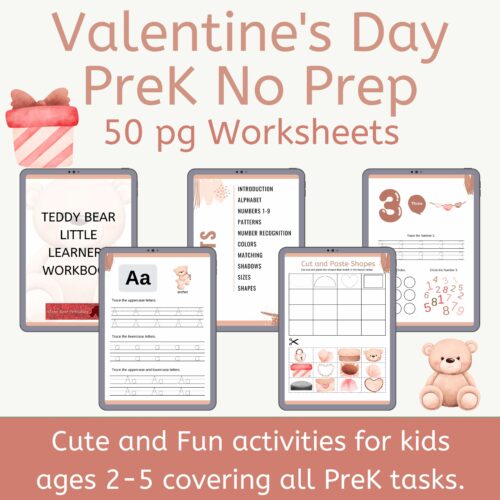 Valentine's Day PreK No Prep Morning Work Worksheets with Bears ...