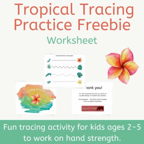 Tropical Tracing Practice PreK Worksheet No Prep | Made By Teachers