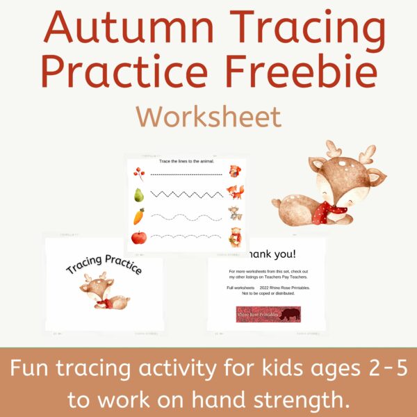 Autumn Tracing Practice PreK Worksheet No Prep | Made By Teachers