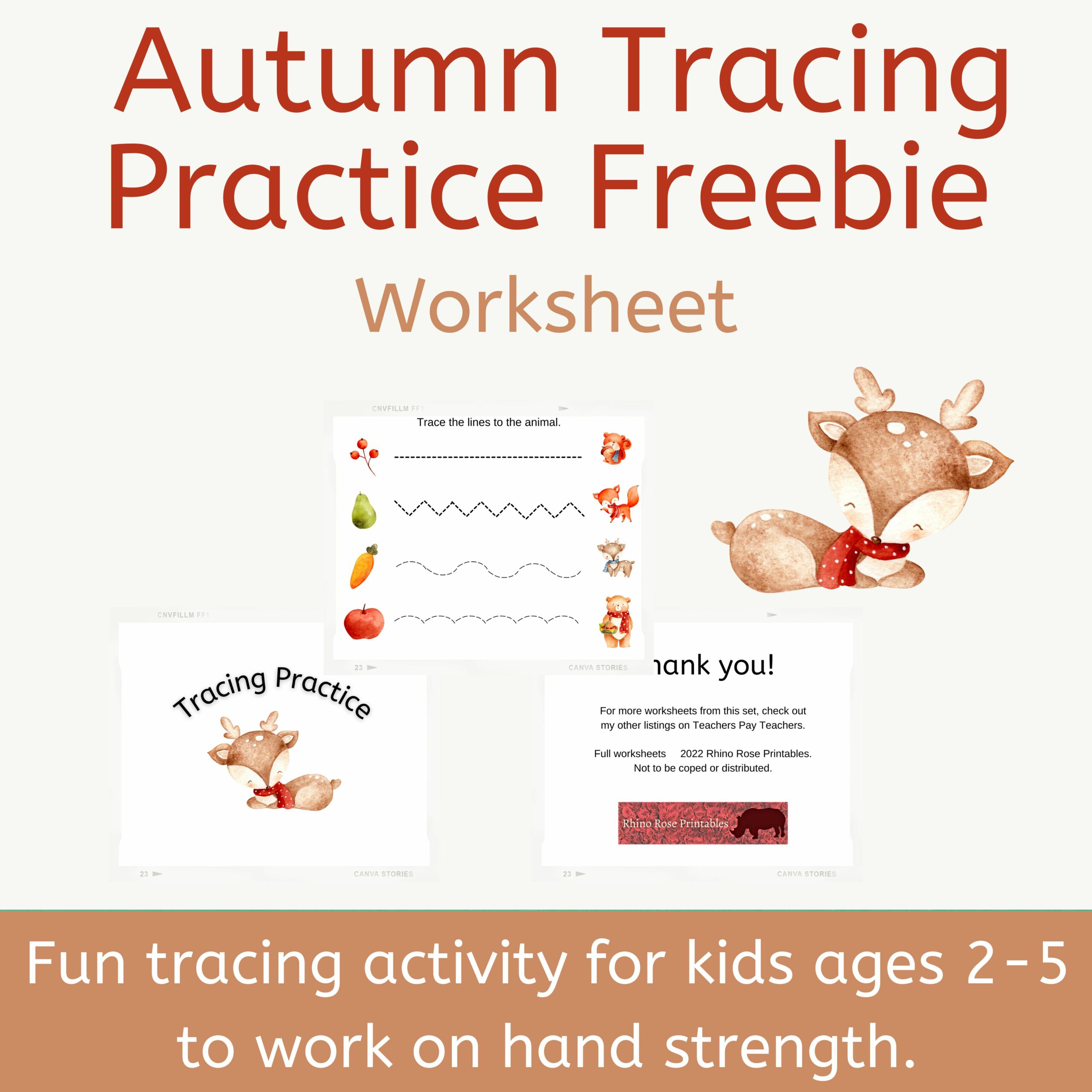 Autumn Tracing Practice PreK Worksheet No Prep | Made By Teachers